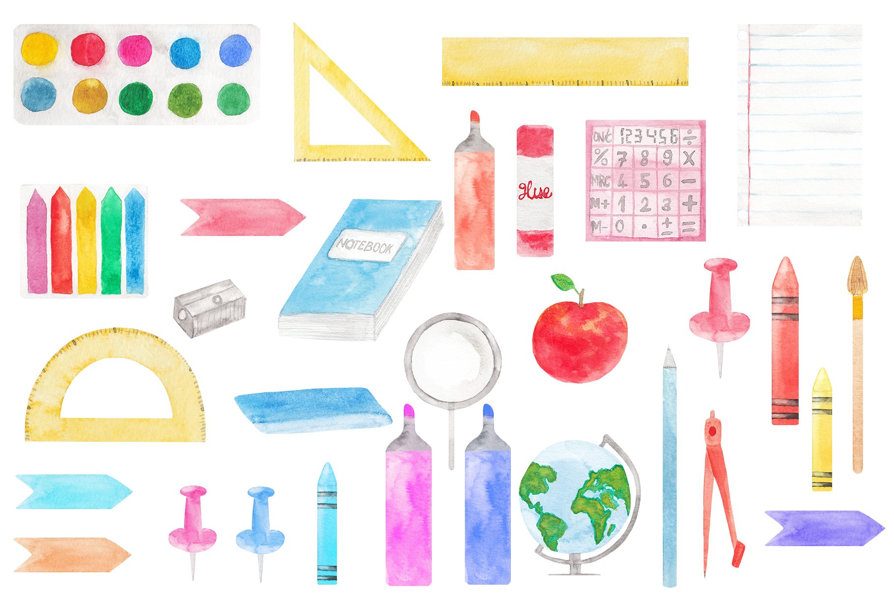 Watercolor Back To School illustrations, School Clipart (514574 ...