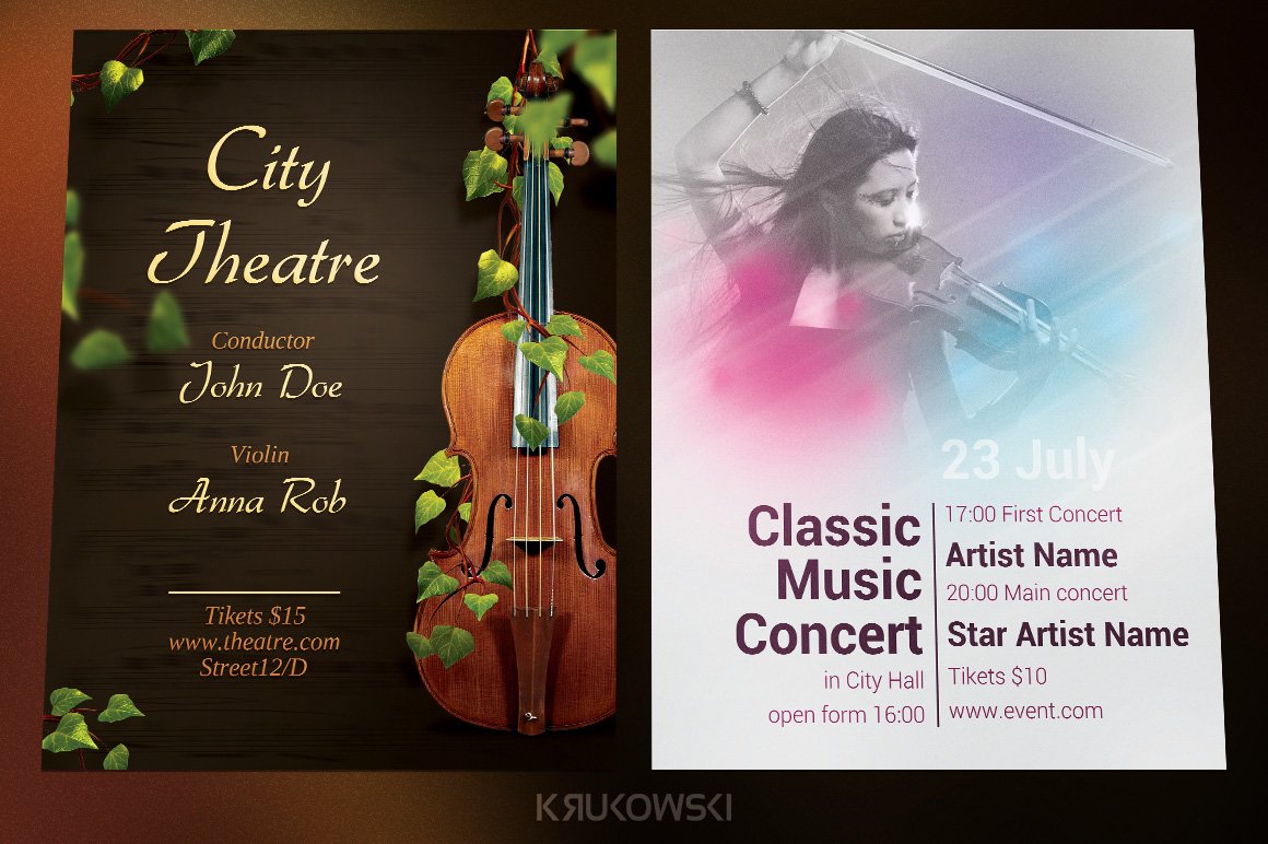 Classical Music Event Flyers Bundle (21967) | Flyers | Design Bundles