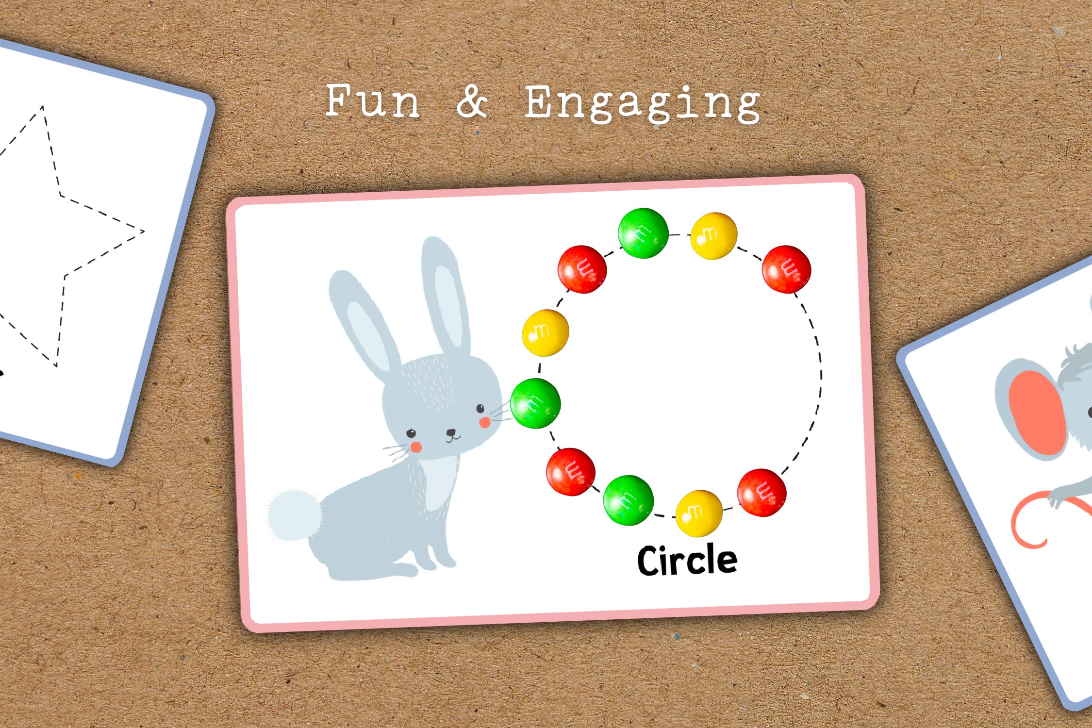 Cute Animals and Shapes Educational Flash Cards