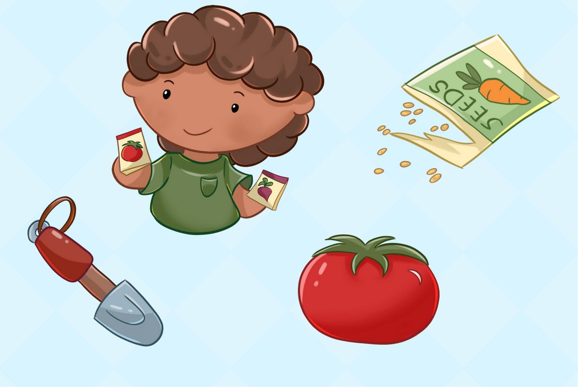 Growing a Vegetable Garden Clip Art Collection (88932) | Illustrations ...