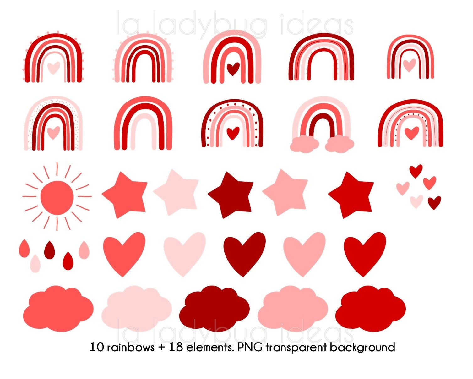 Valentines Rainbows clipart. Red and pink rainbows clip art. (1153314 ...
