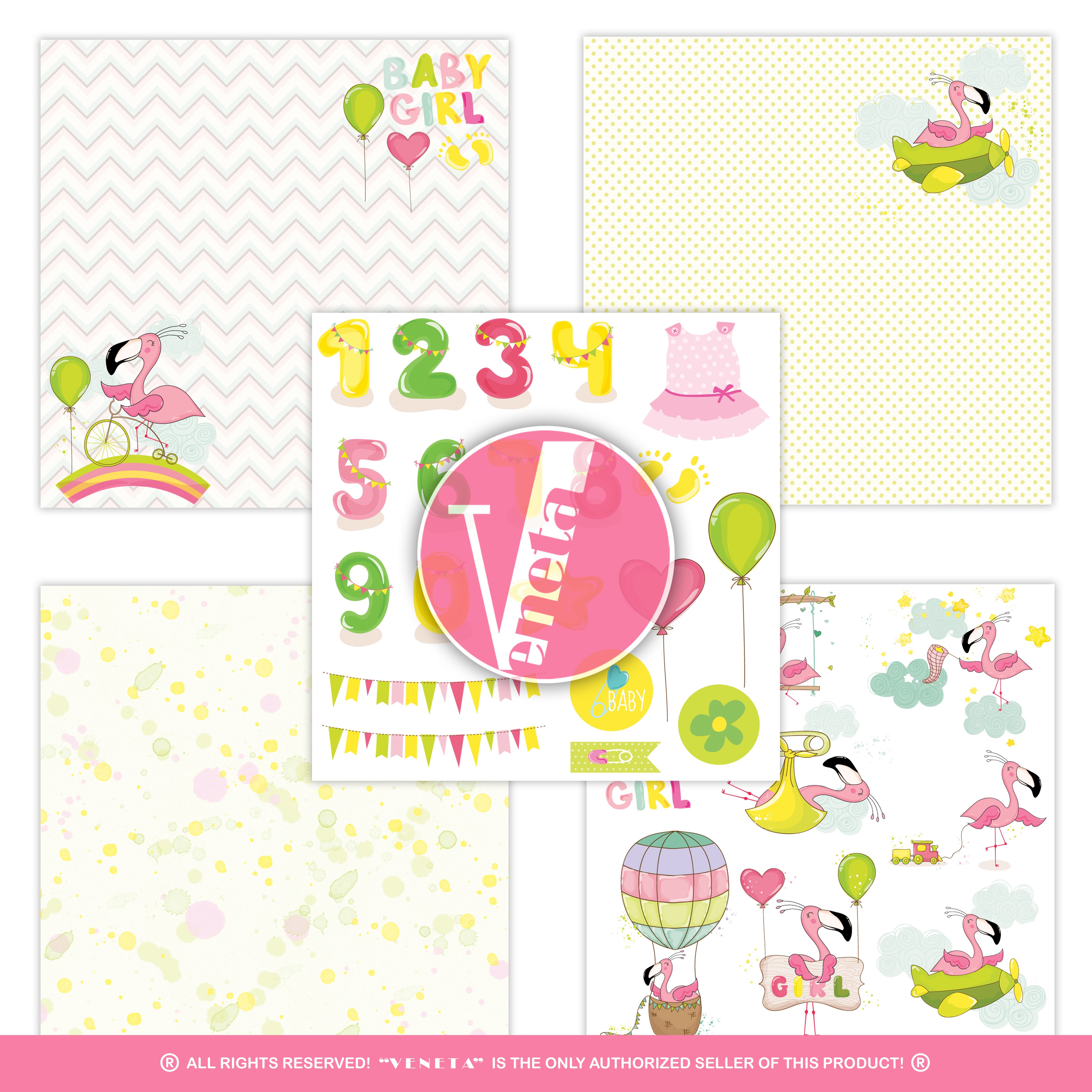 Cute Pink Flamingo Digital Paper Pack Instant Download Printable Hot ...