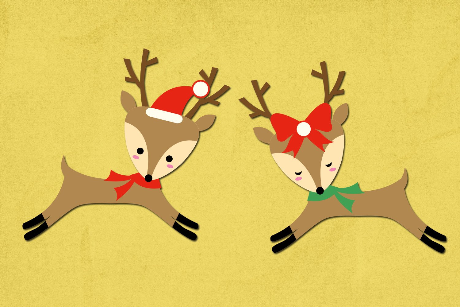 Christmas Reindeer Illustrations Clip Art