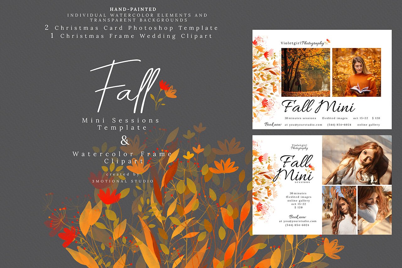 Fall Mini Sessions Template and Watercolor (372131) | Illustrations ...