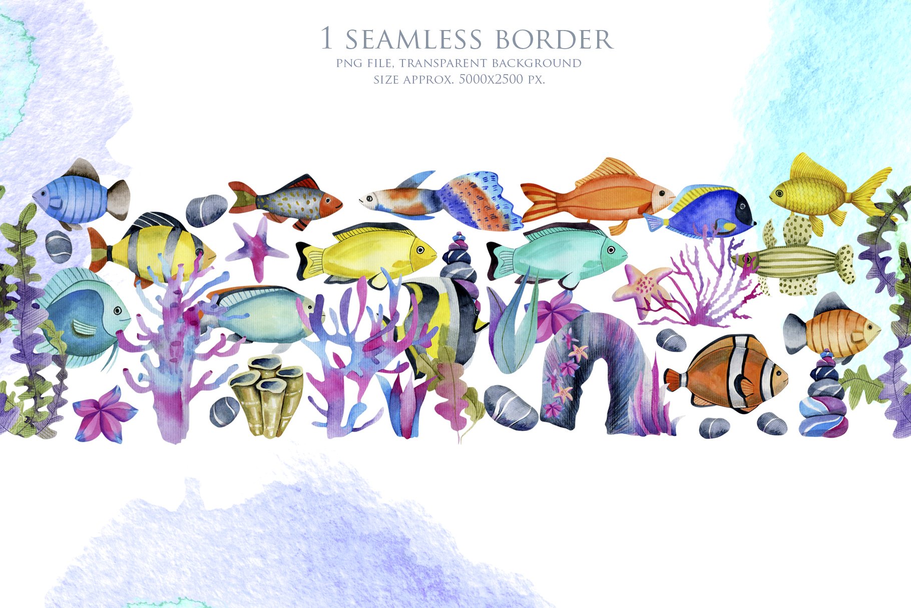 Sea life. Watercolor clip art. (210637) | Illustrations | Design Bundles