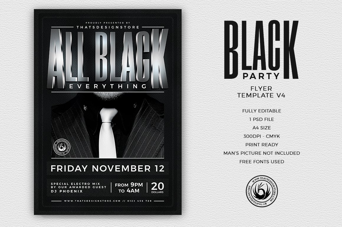 Black Party Flyer Template V4 (69602) | Flyers | Design Bundles