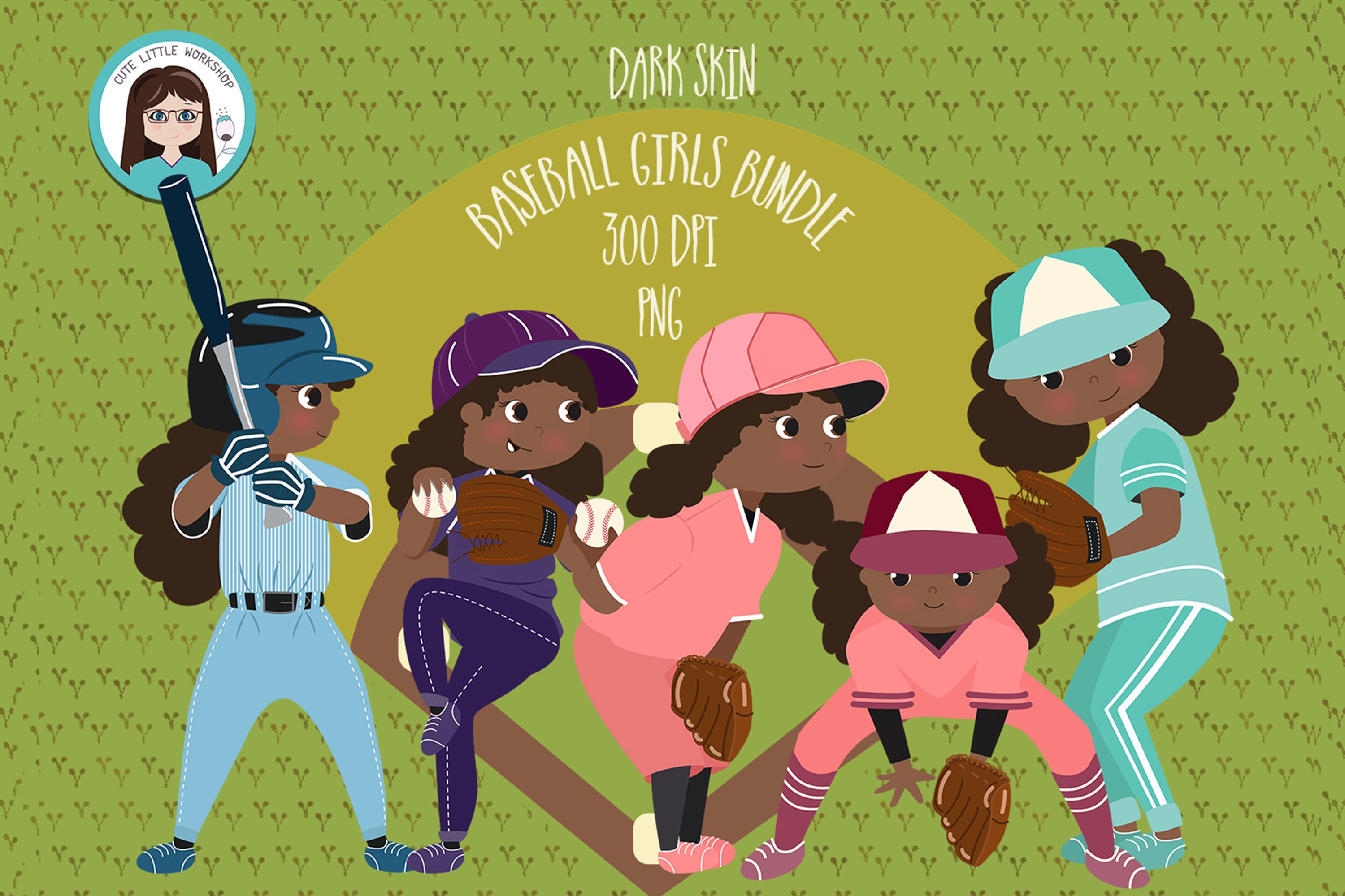 Baseball girls clipart (291754) | Characters | Design Bundles