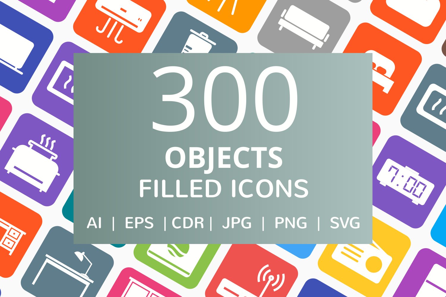 300 Objects Filled Round Corner Icons (124801) | Icons | Design Bundles
