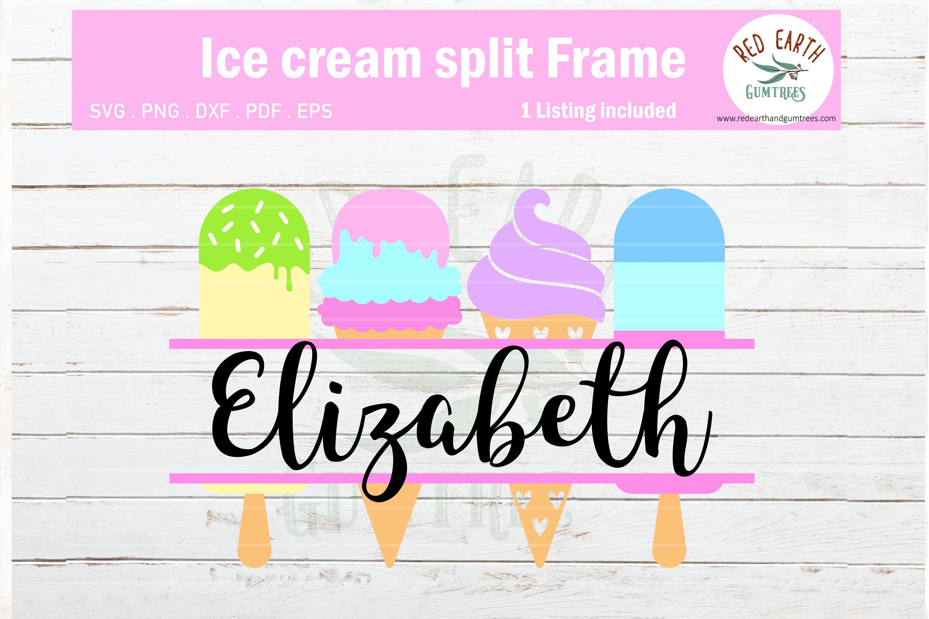 Ice cream split monogram frame SVG, summer SVG,PNG,DXF,EPS (521353 ...