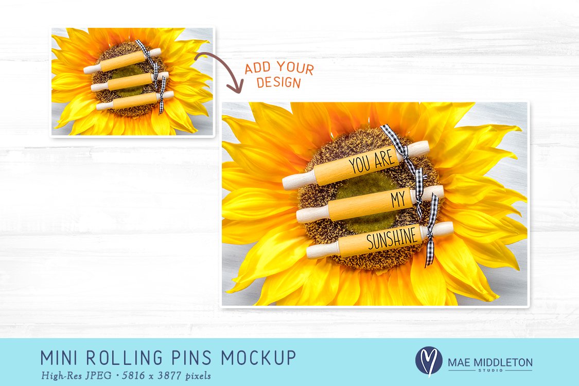 Mini Rolling Pins with ribbons | mockups | 3 styled photos (643063 ...