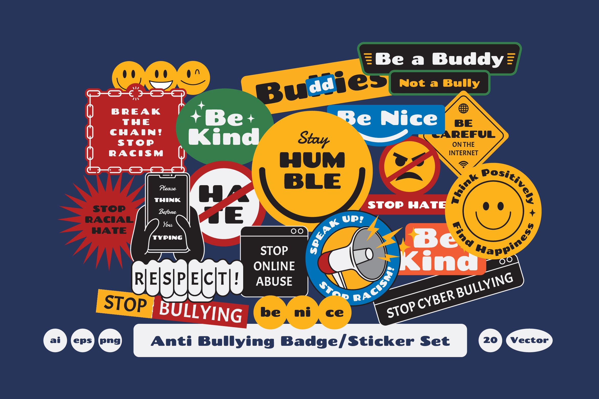Anti Bullying Badge Sticker (1344692) | Vectors | Design Bundles