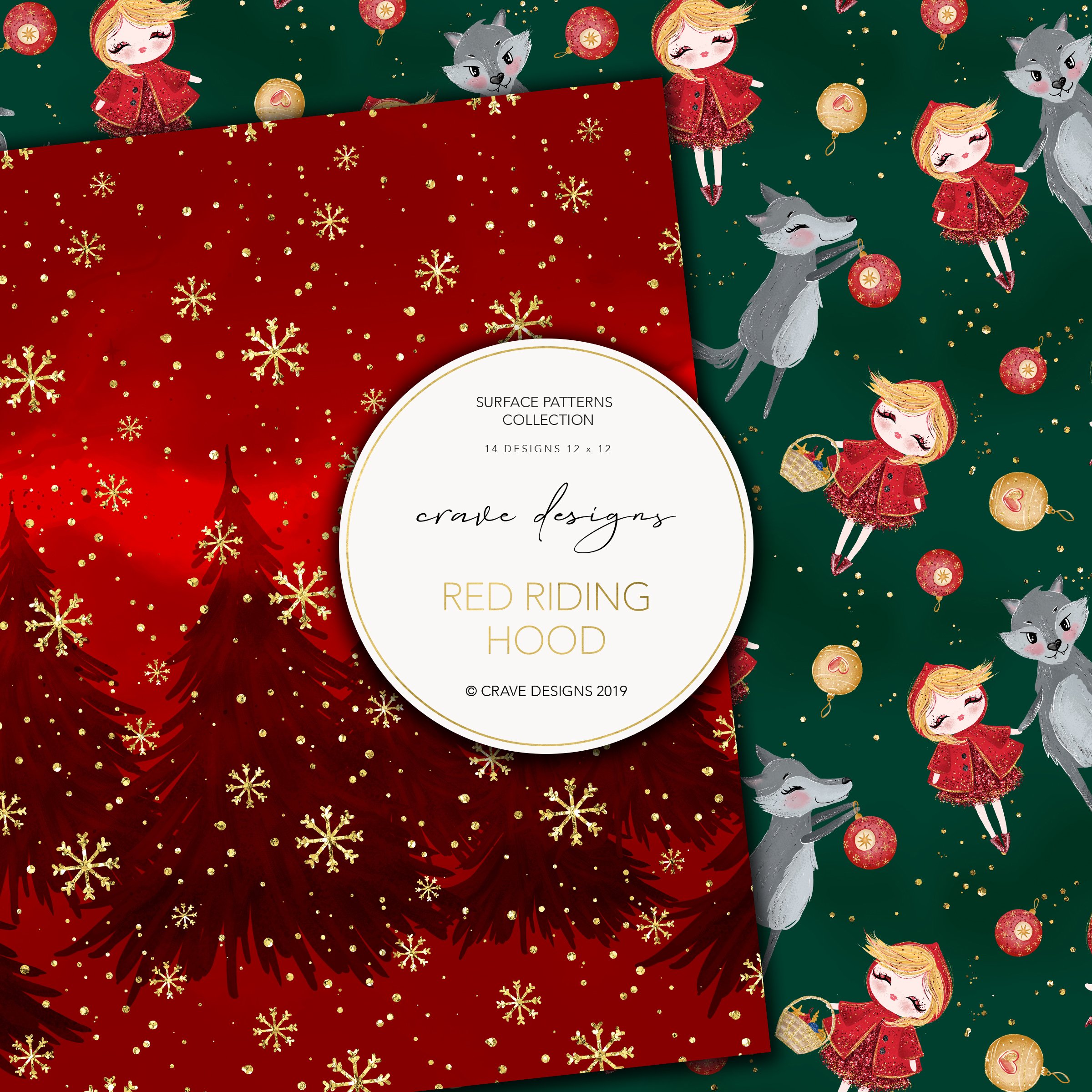 Red Riding Hood Patterns (513017) | Patterns | Design Bundles