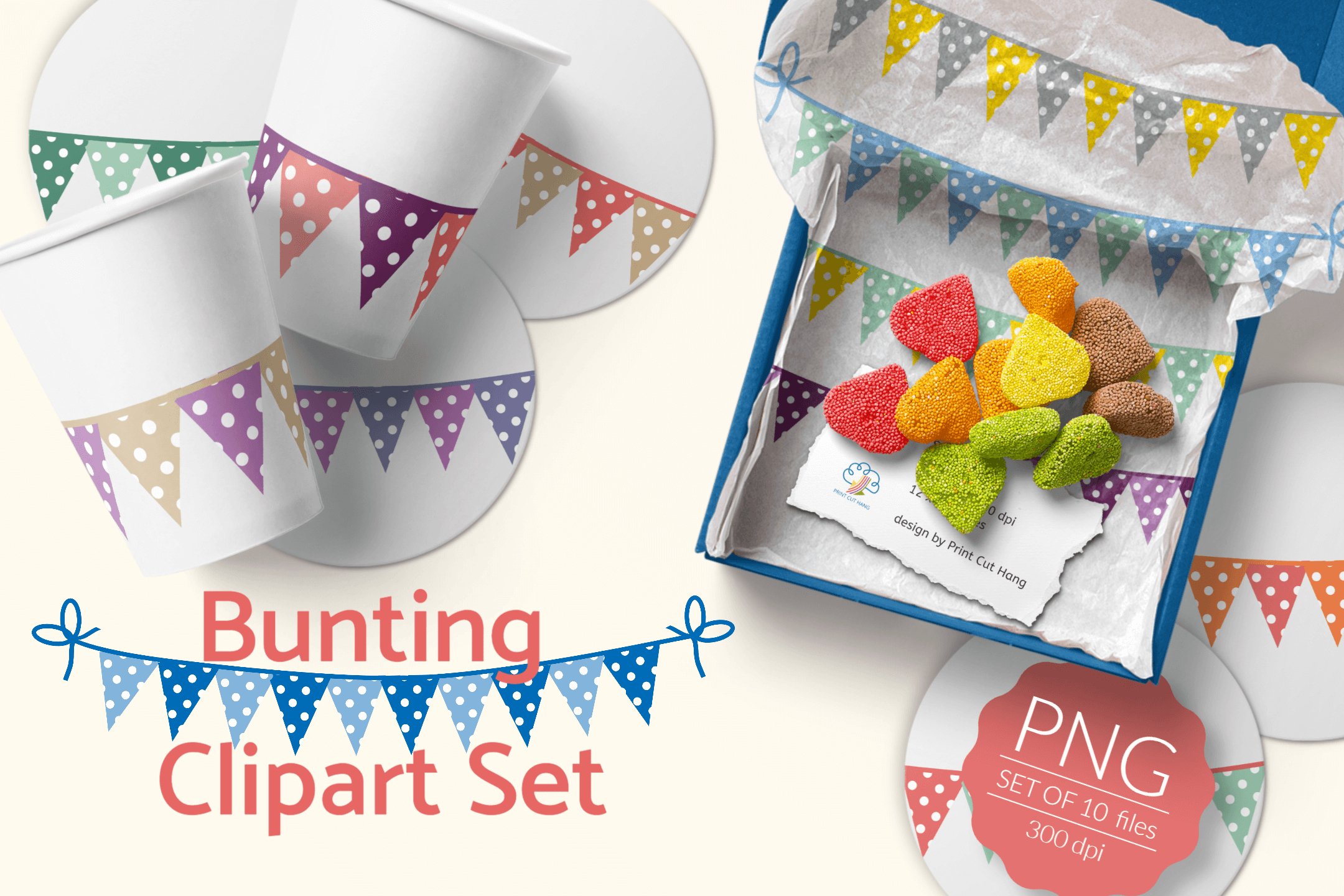 Bunting Flags Clipart Set PNG Files Download