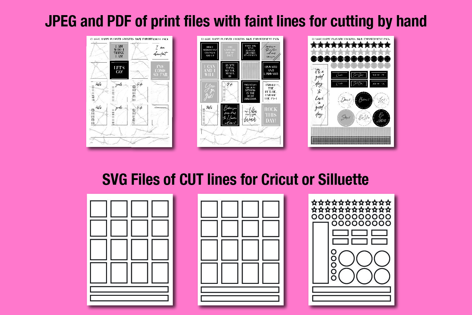 Printable Planner Stickers with Cut Files (267641) | SVGs | Design Bundles
