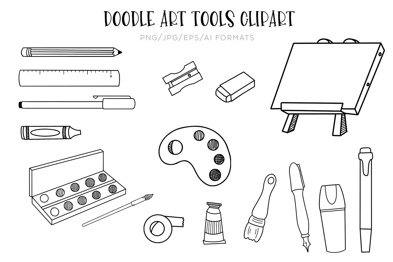 Doodle Art Tools Vector Clipart