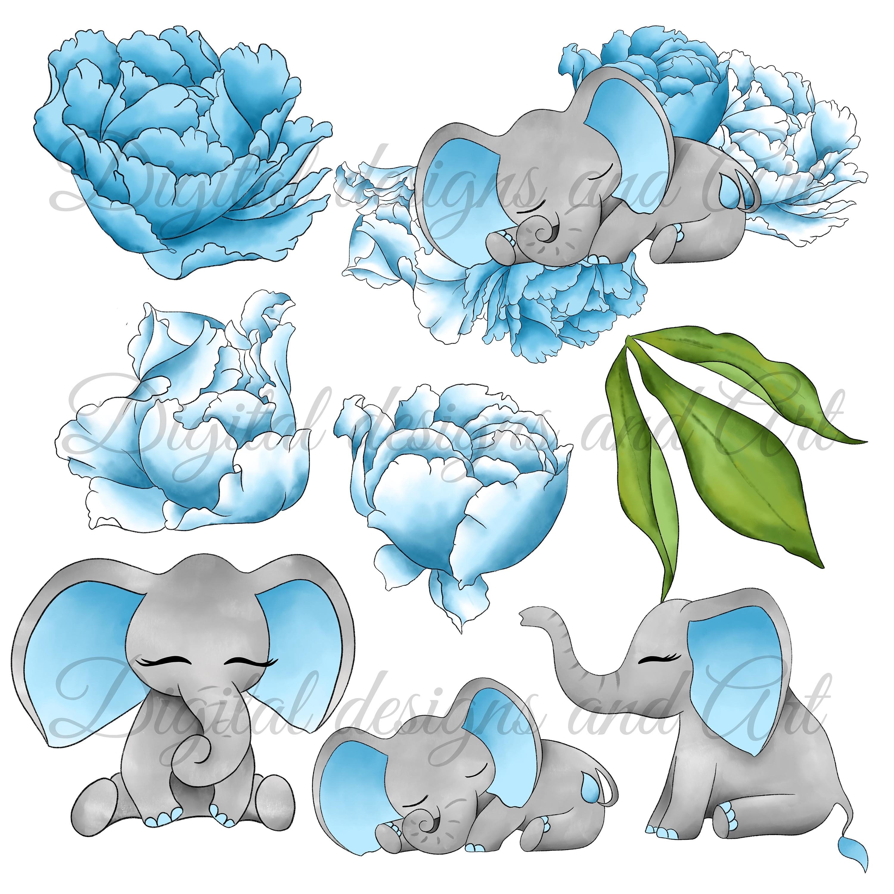 Baby elephant clipart (269547) | Illustrations | Design Bundles