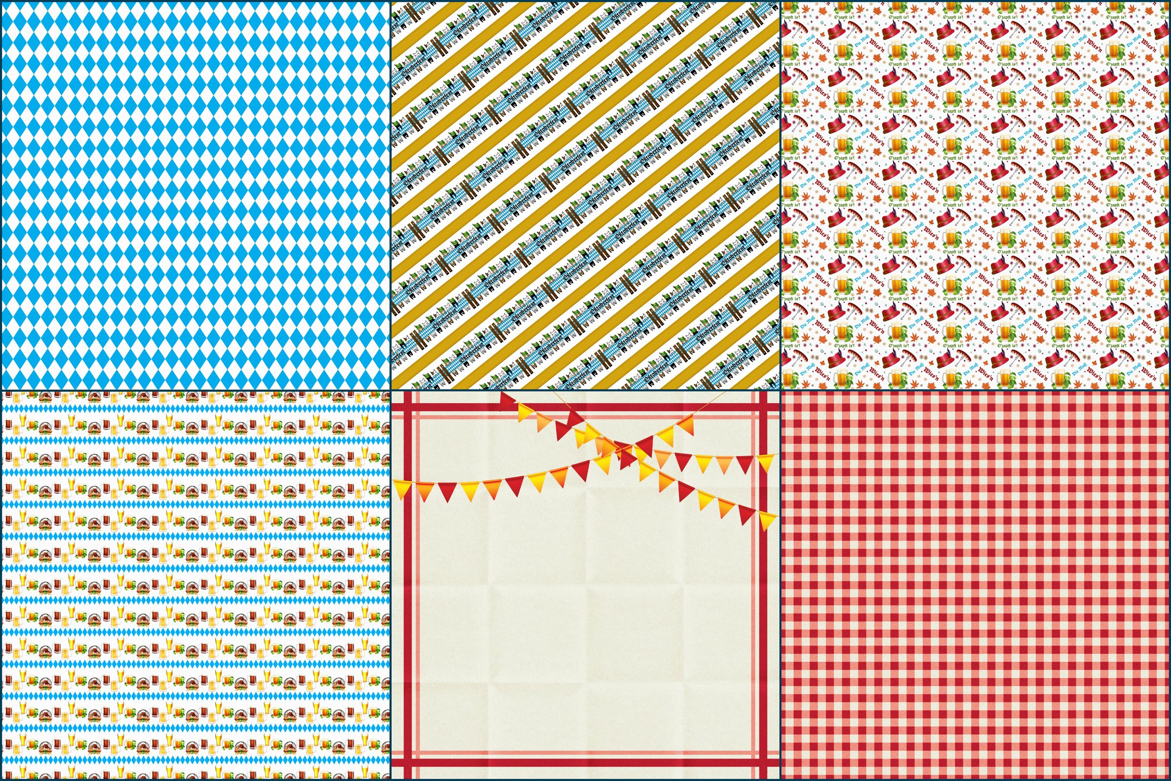Oktoberfest Digital Paper Bundle (315525) | Illustrations | Design Bundles