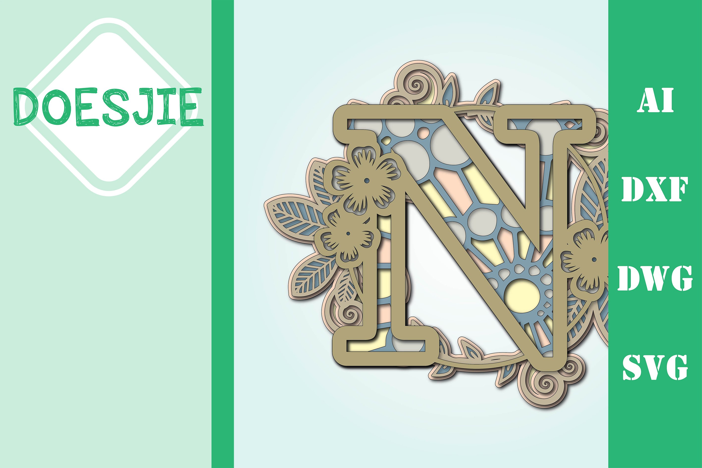 Flower Multi layer mandala 6 layers alphabet letter N (540370) | SVGs ...