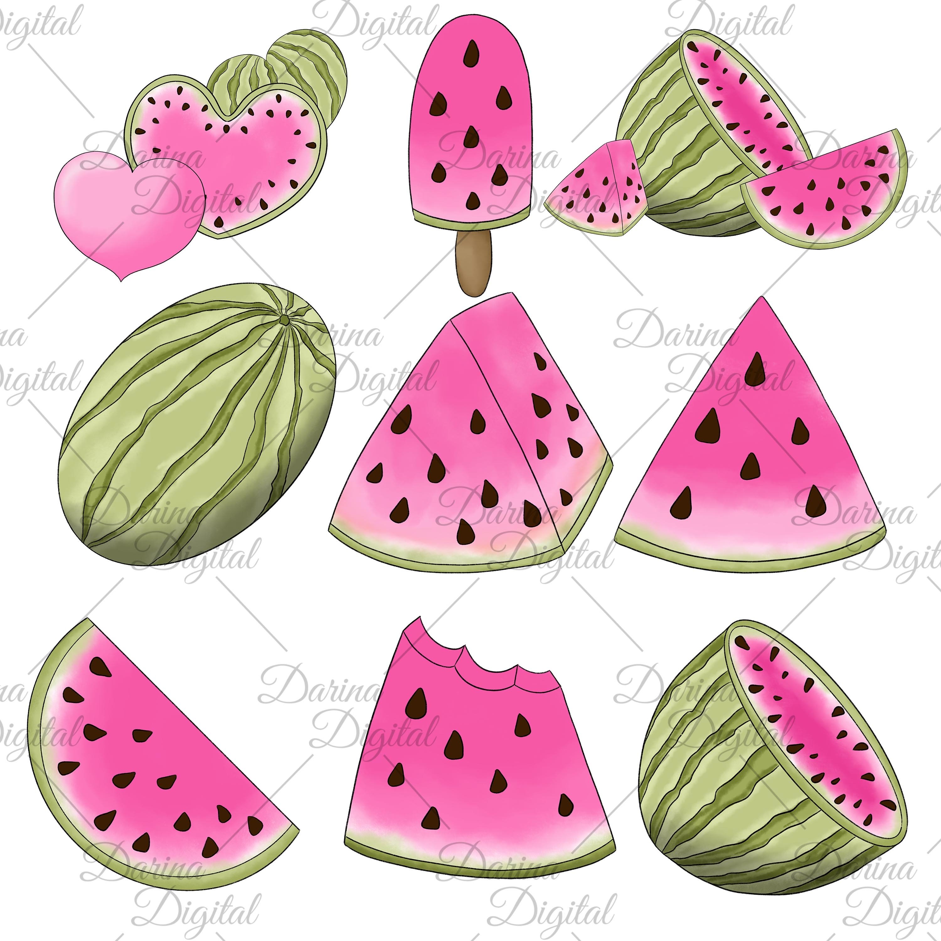 Pink watermelon clipart (672042) | Patterns | Design Bundles