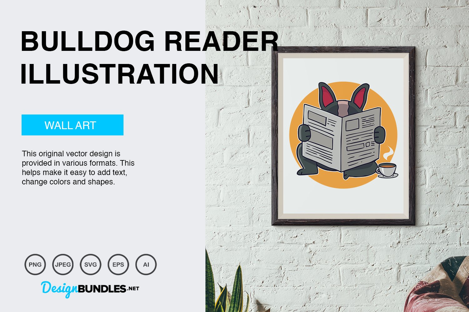 Bulldog Reader Vector Illustration