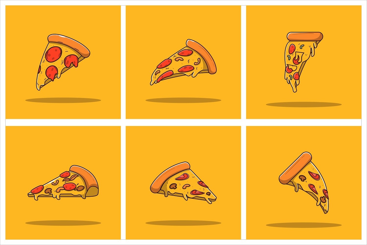 Pizza Vector Set Flat Illustration (558888) | Illustrations | Design ...