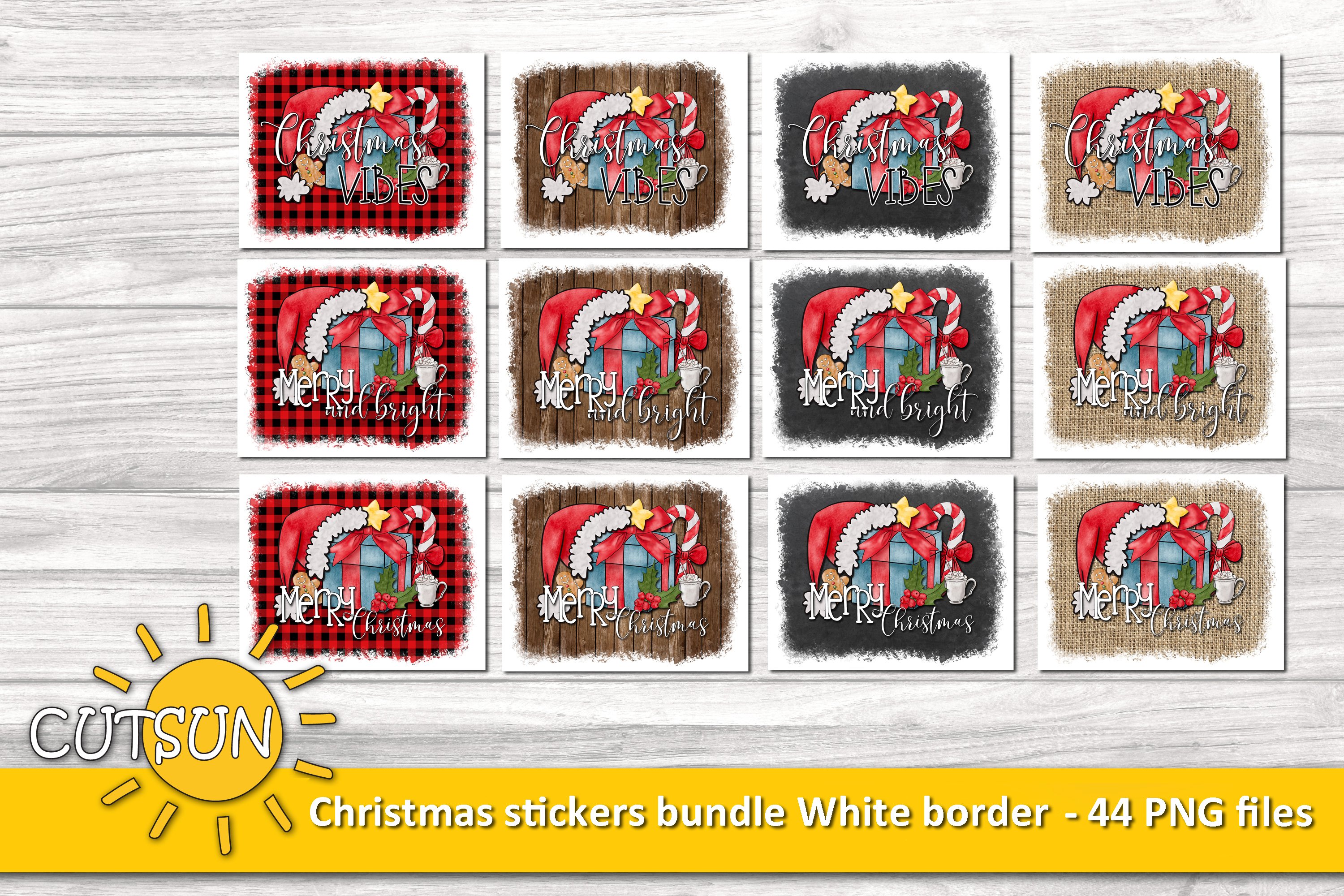 Christmas Stickers bundle White border - 44 designs (1009484 ...