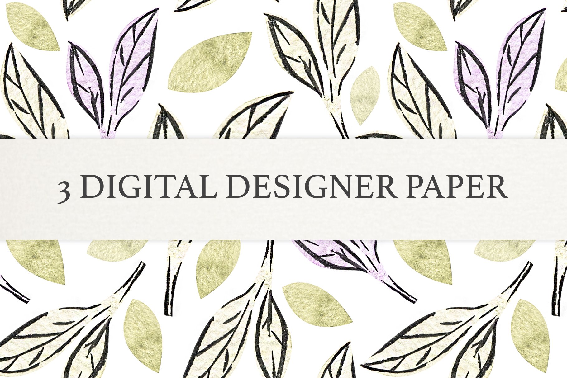 Watercolor Leaf Digital Scrapbook Paper, Seamless Patterns (718806 ...