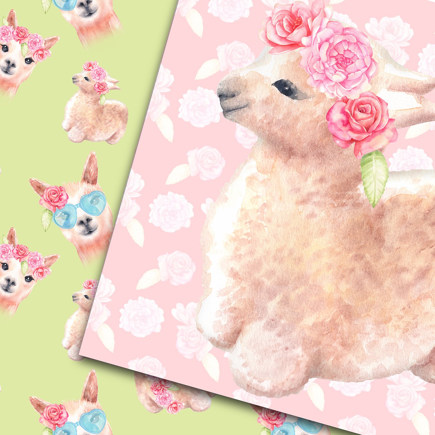 Llama digital paper pack (200277) | Patterns | Design Bundles