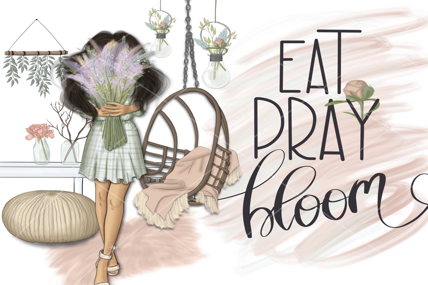 Eat Pray Bloom Graphic Design Kit (163019) | Illustrations | Design Bundles