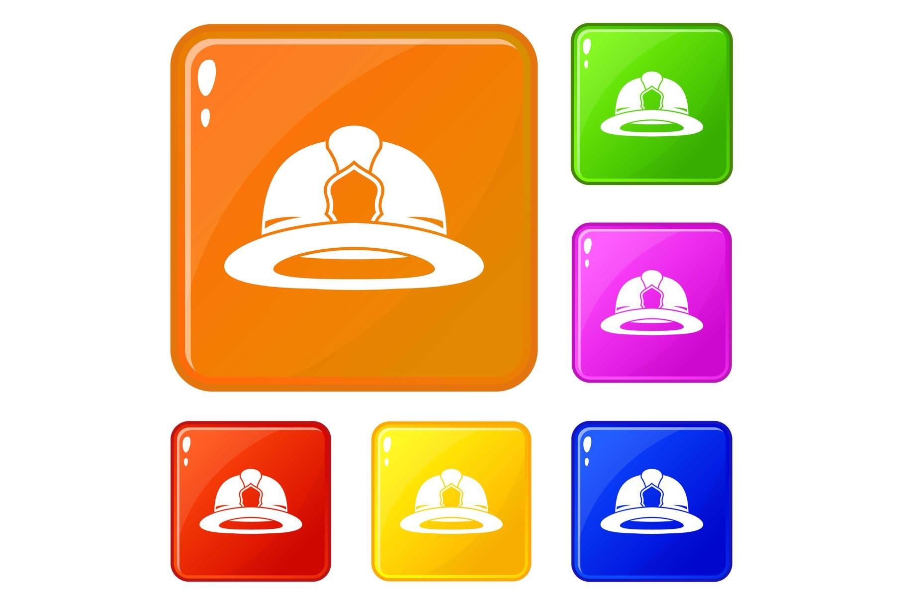 Fireman helmet icons set vector color