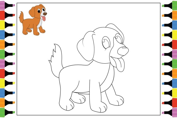 coloring dog for kids, simple vector design (853383) | Printables ...
