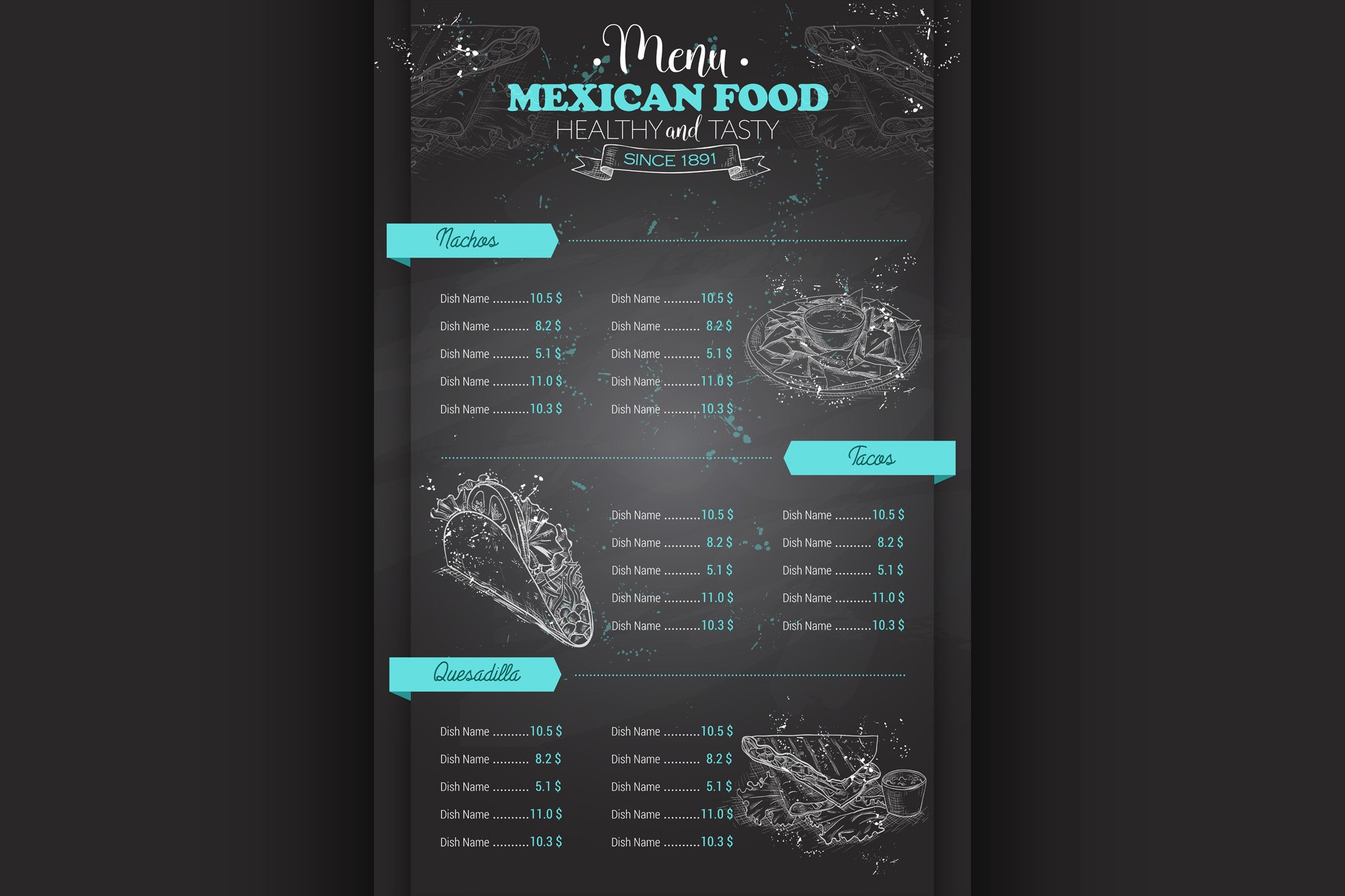 Drawing vertical scetch of mexican food menu (667267) | Illustrations ...