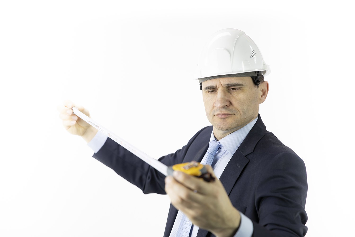 Concerned builder in white helmet and formal clothing (590119) | People ...