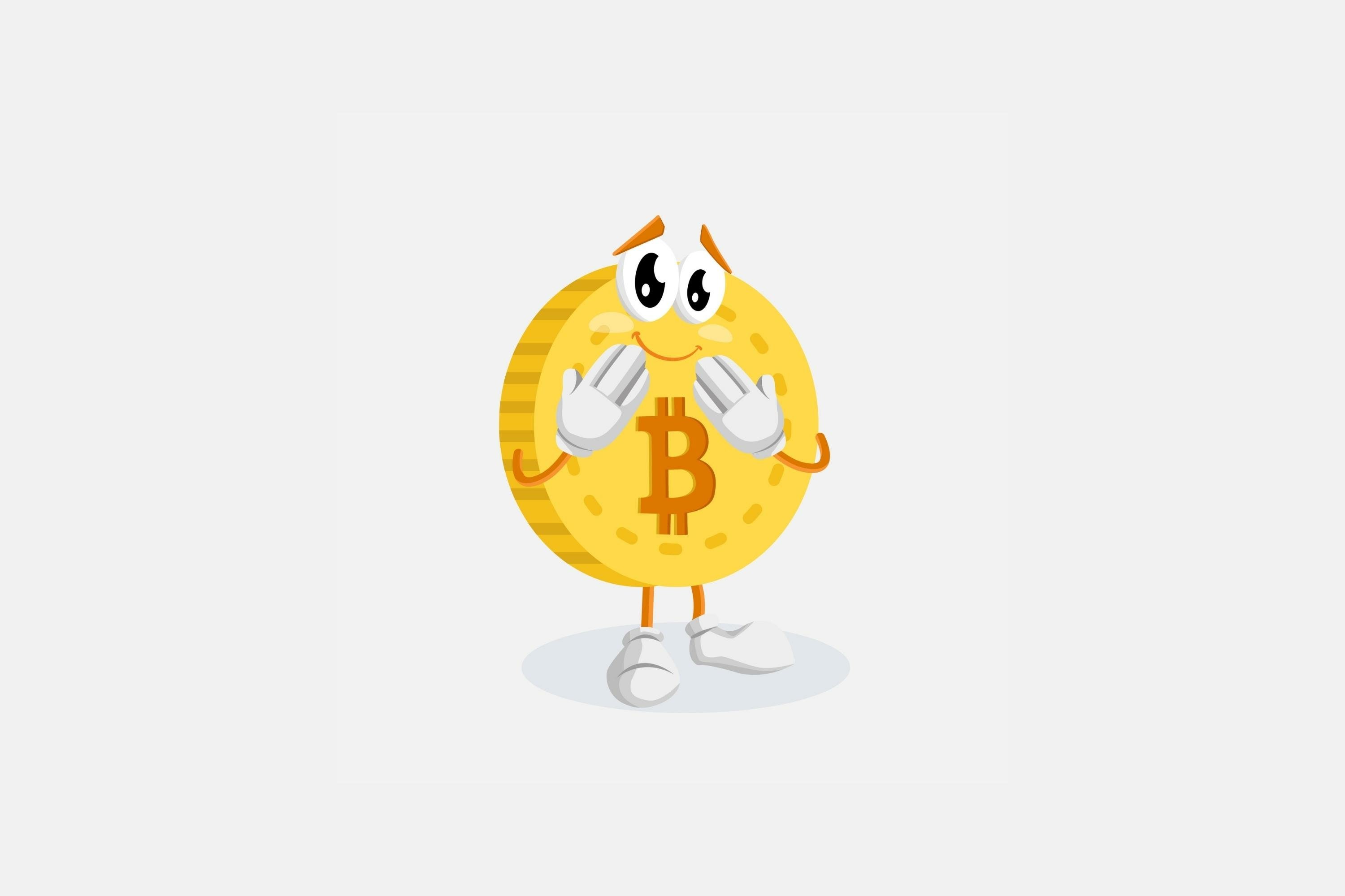 Bitcoin mascot logo ashamed pose (2096282) | Illustrations | Design Bundles