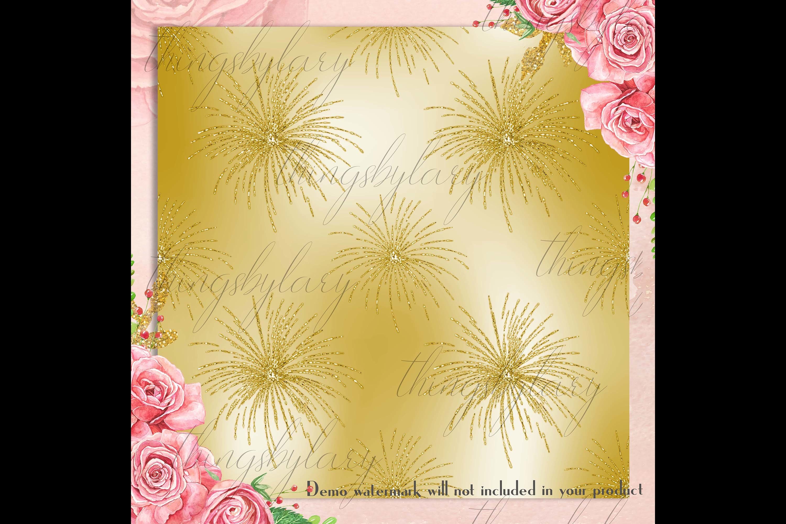 100 Seamless Glitter Firework New Year Eve Digital Papers (384090 ...