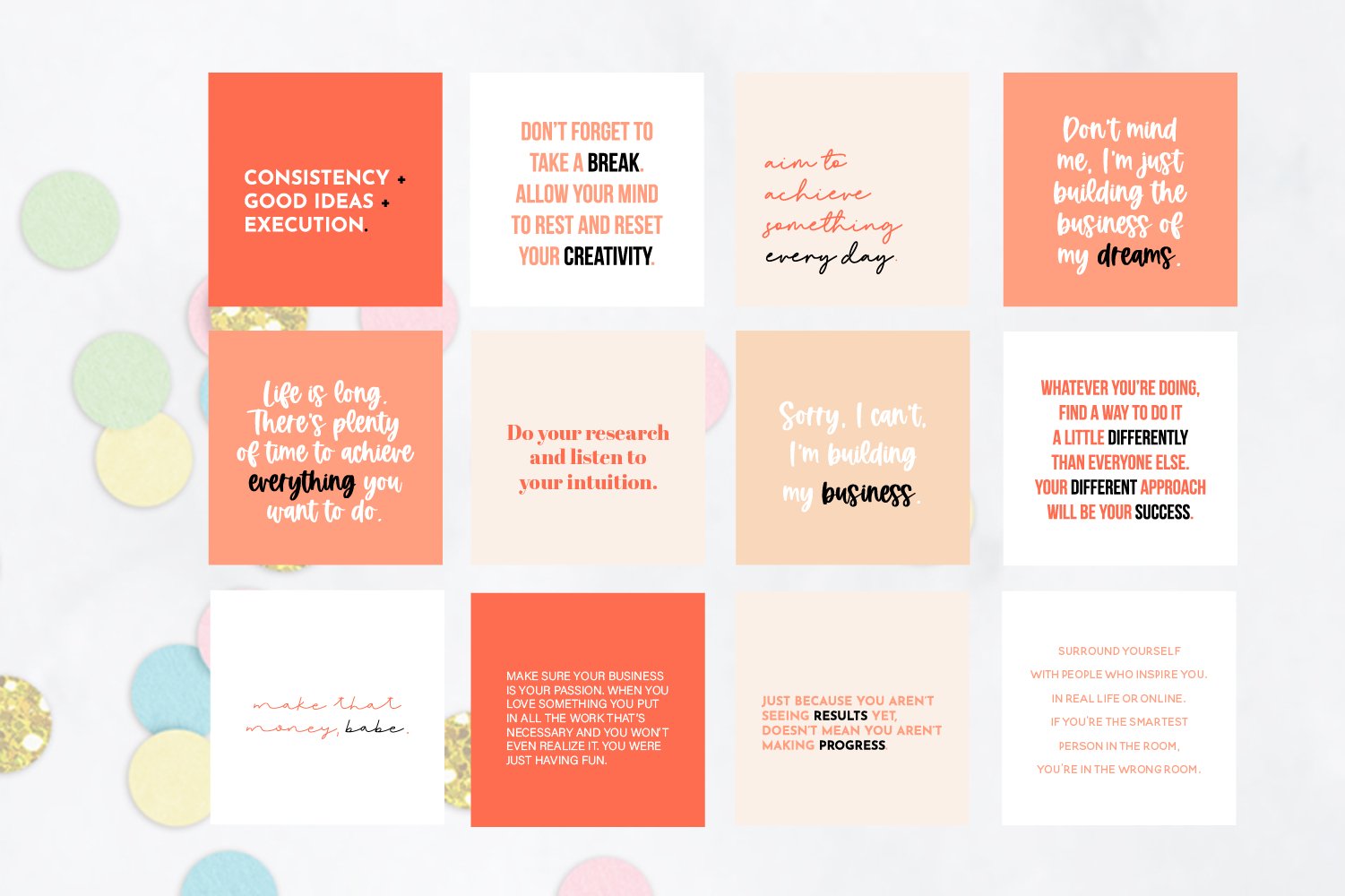 100 x Peach Business Social Media Quotes Bundle (1211427) | Instagram ...