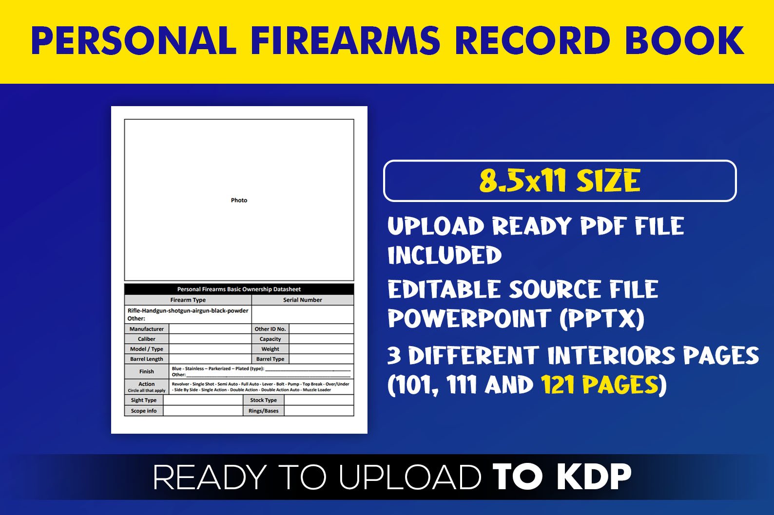 Personal Firearms Record Book KDP Interior Ready to Upload (913563 ...