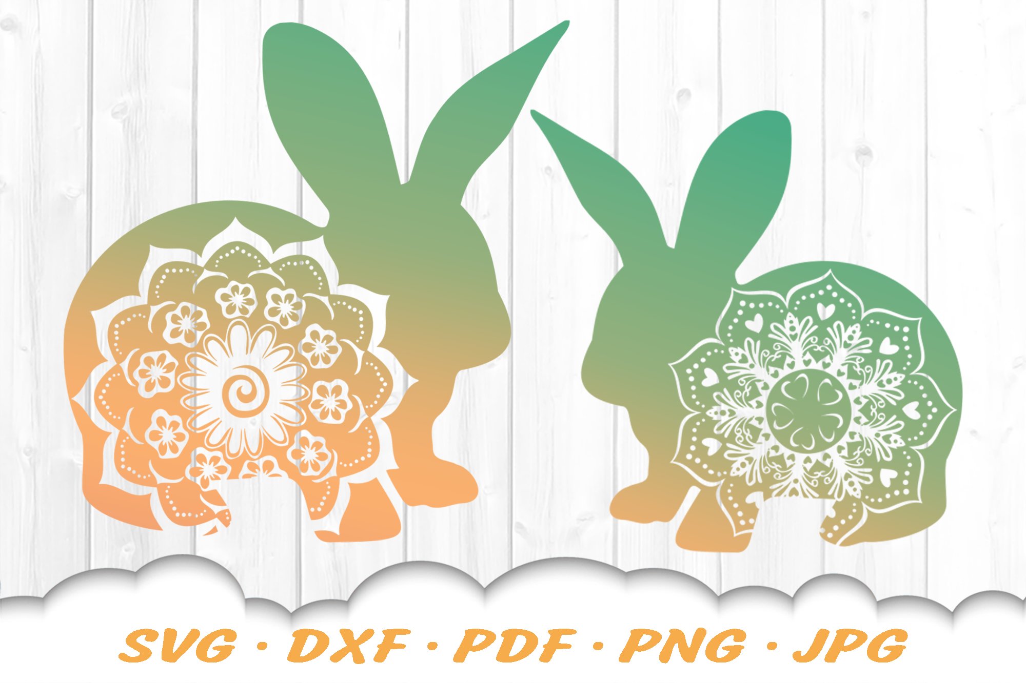 Mandala Easter Bunny SVG Bundle DXF Cut Files (519749) | SVGs | Design ...