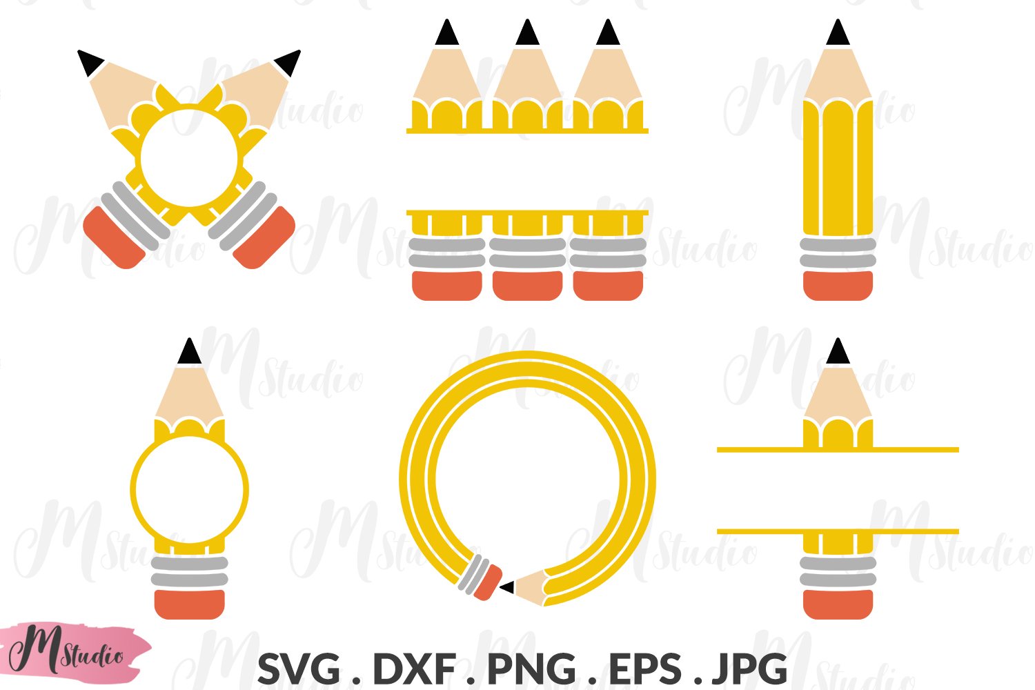 Pencil Monogram Svg. (295404) | Cut Files | Design Bundles