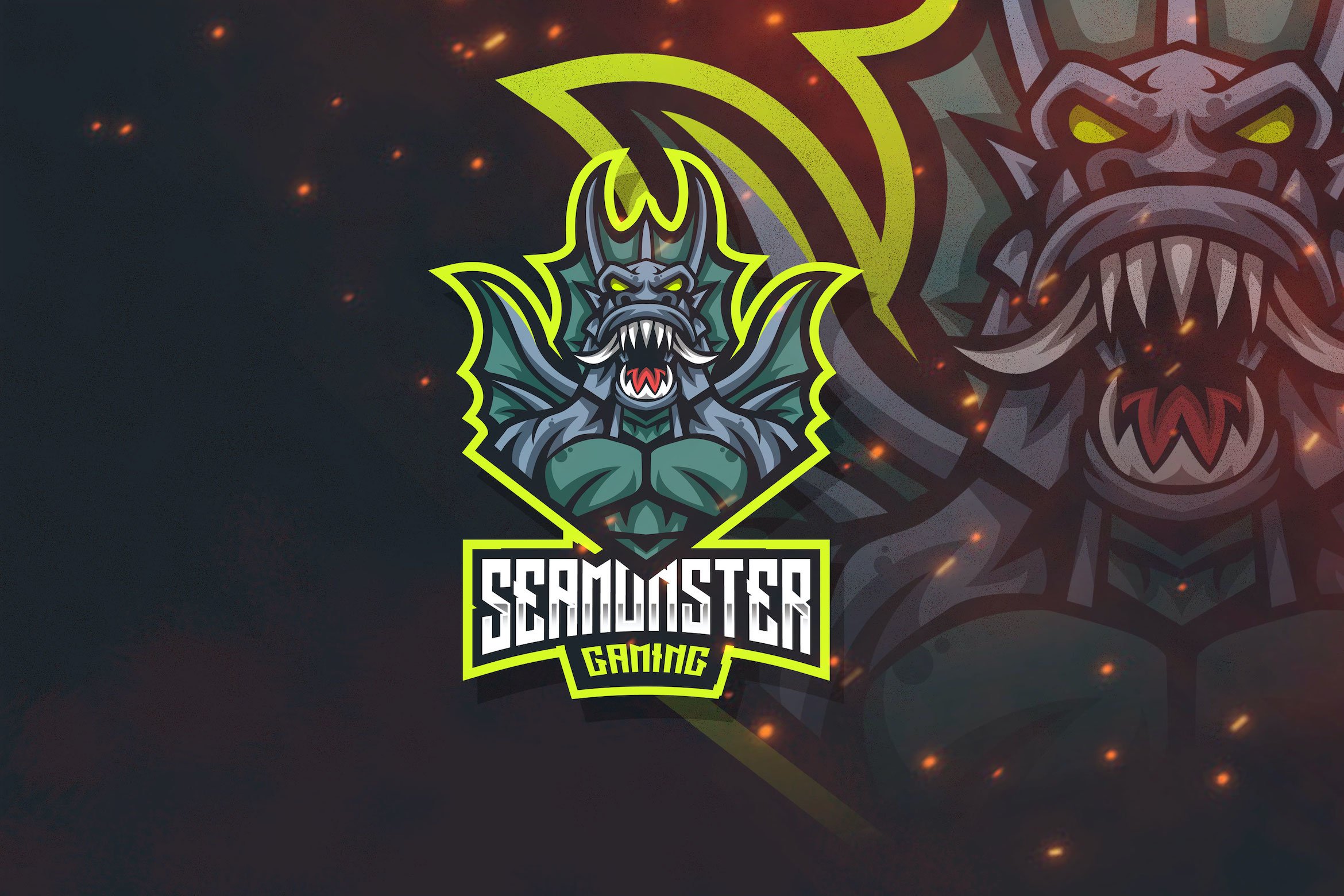 Sea Monster Esport Logo Template (534487) | Logos | Design Bundles