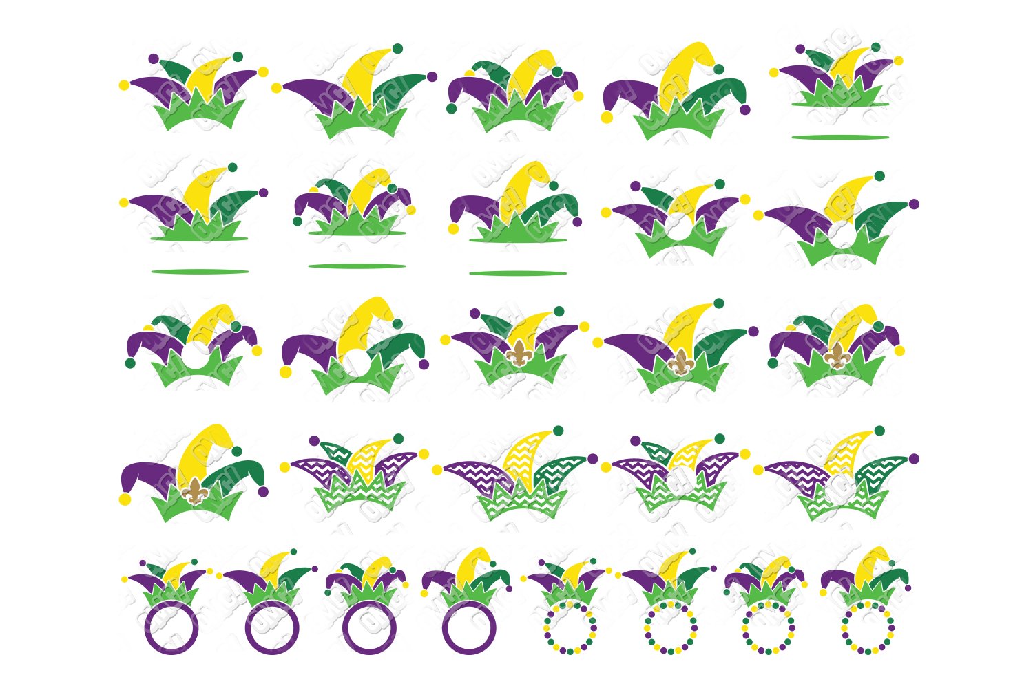 Jester Hat SVG Monogram Bundle in SVG, DXF, PNG, EPS, JPG (188354 ...