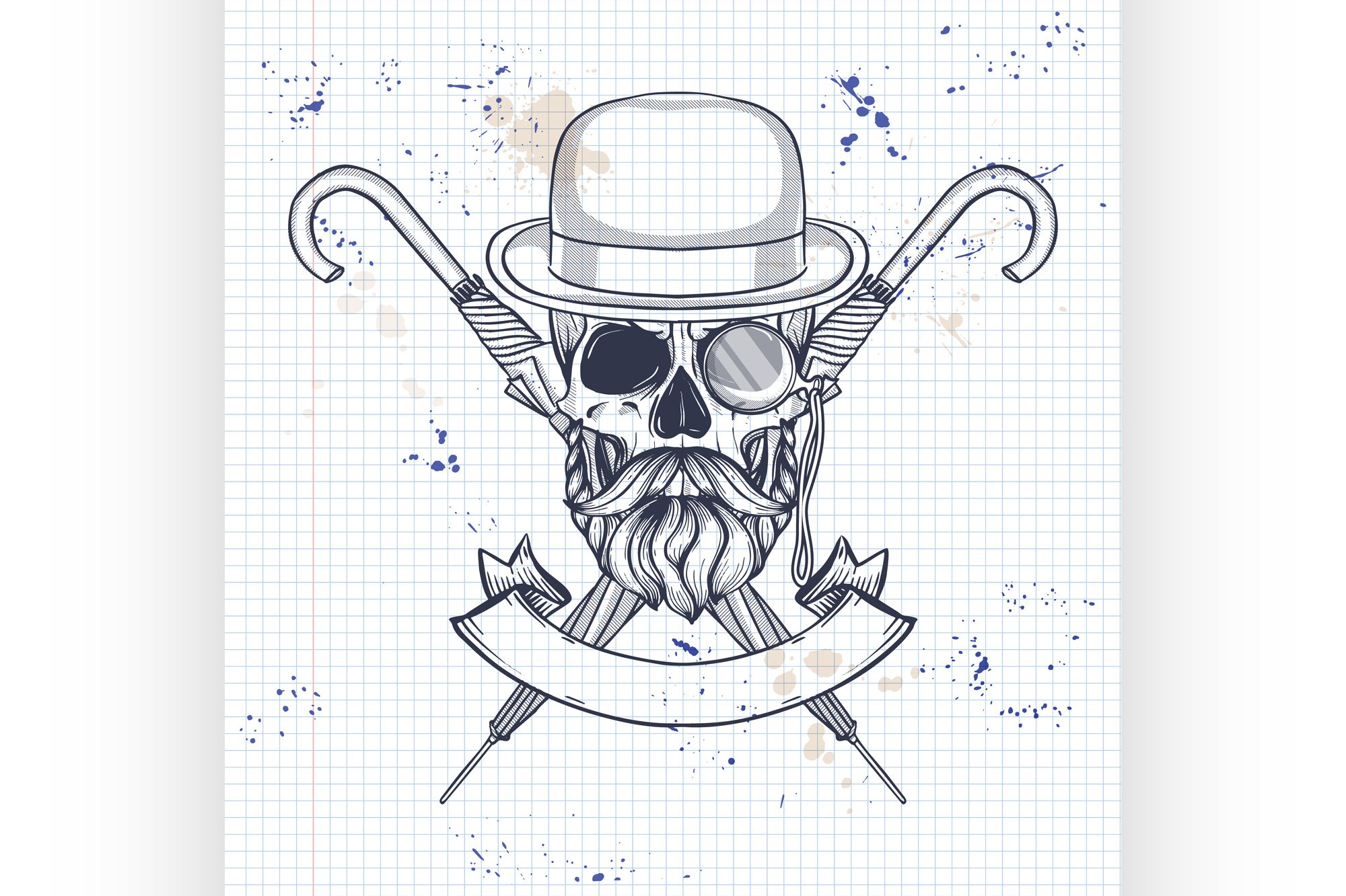 Sketch of british skull (930384) | Illustrations | Design Bundles