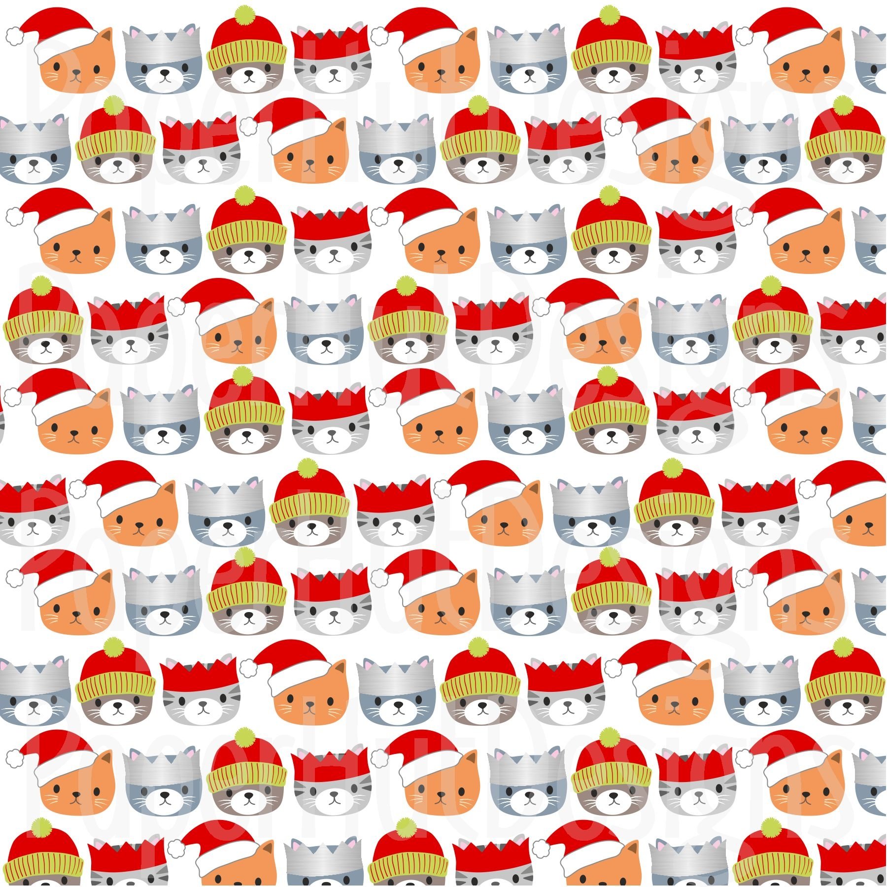 Christmas Cat Digital Papers (104844) | Papers | Design Bundles