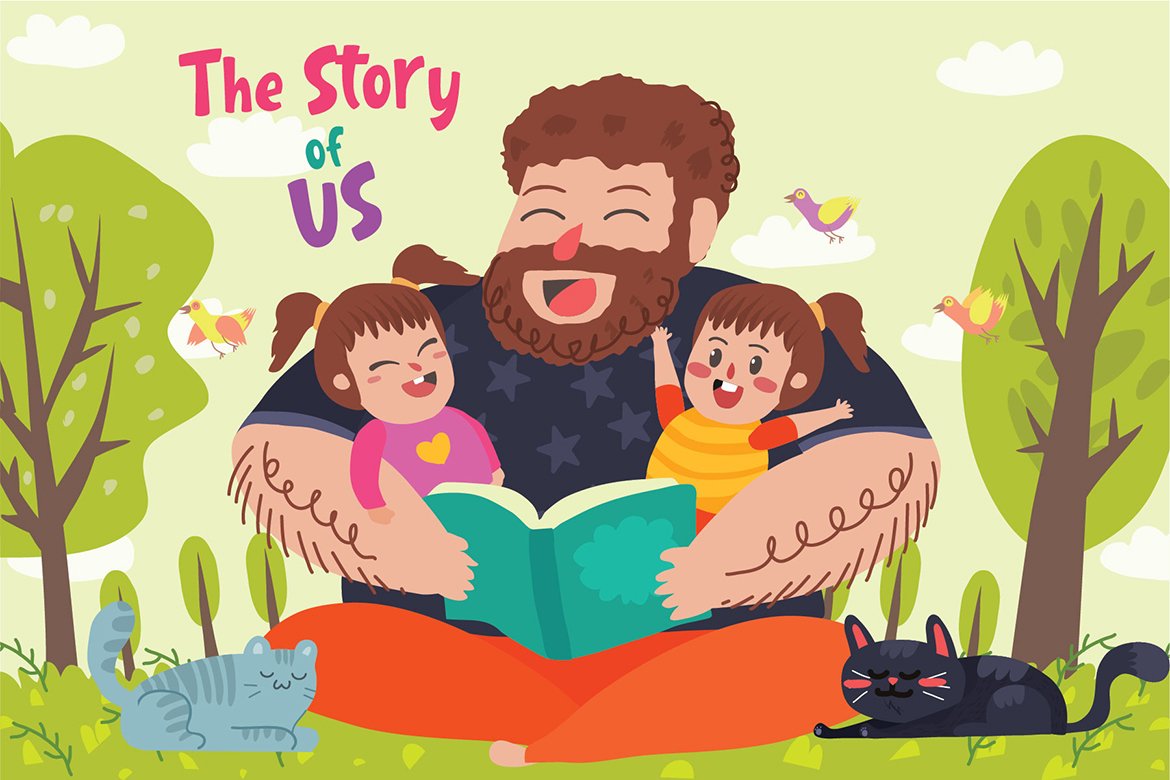 Story Teller Dad - Vector Illustration (321390) | Illustrations ...