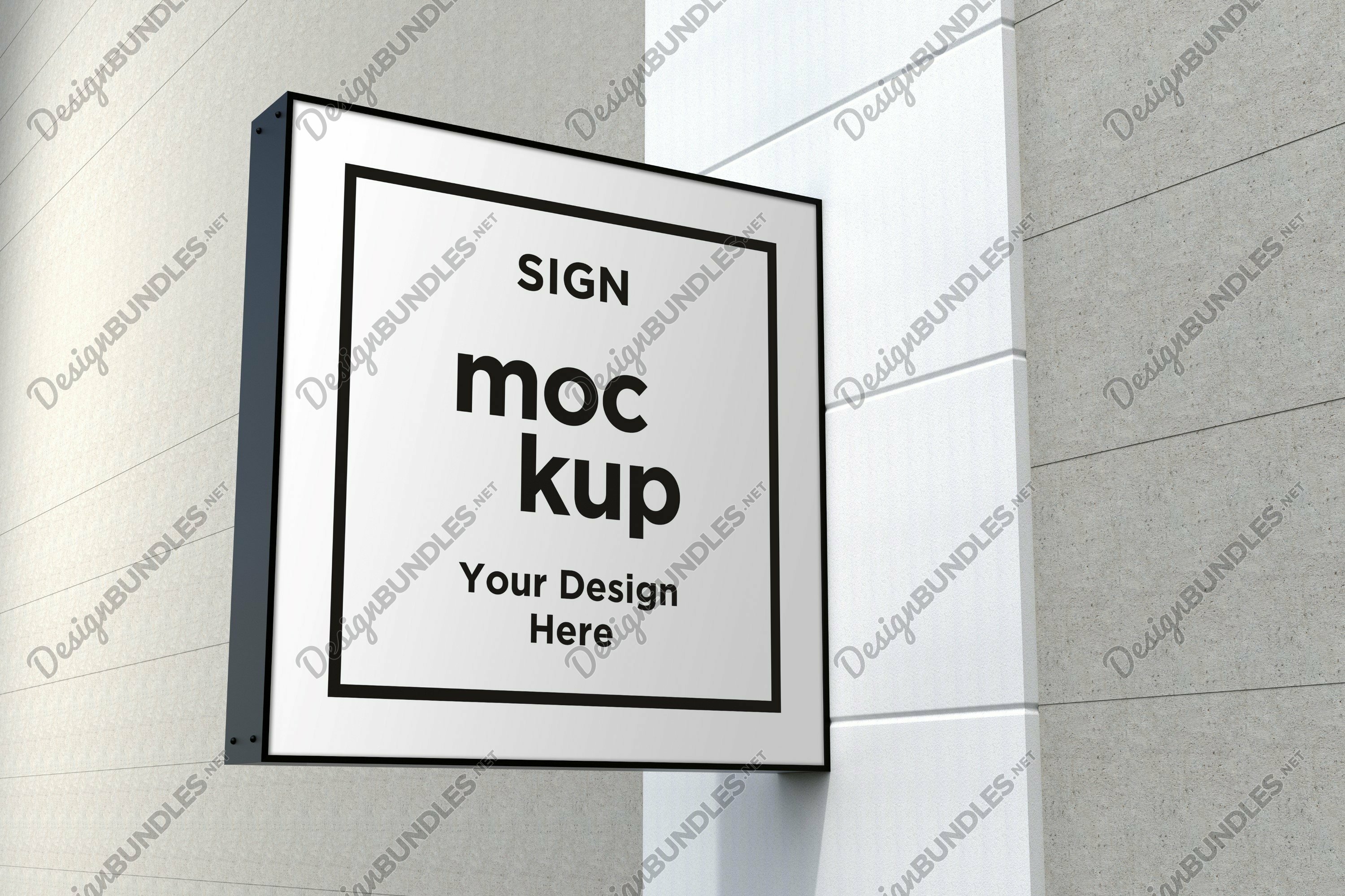 Square Wall Mount Façade Sign Mockup (1452434) | Signage | Design Bundles