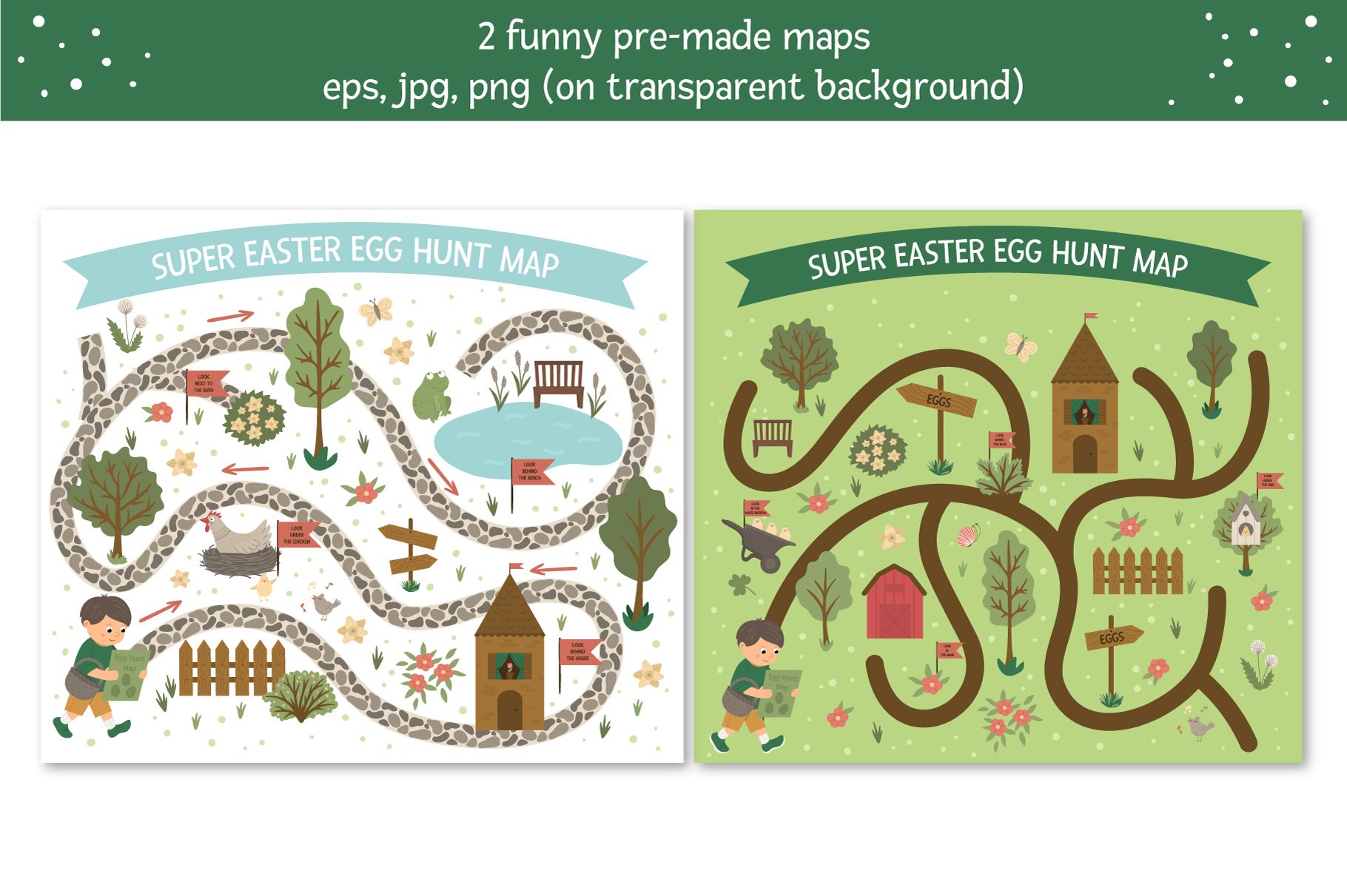 Easter egg hunt map creator (455055) | Illustrations | Design Bundles