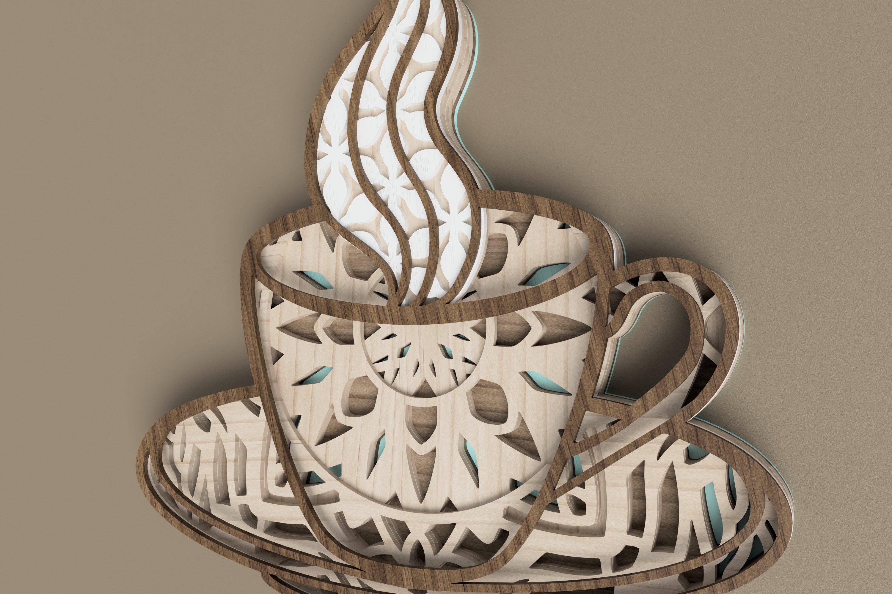 Coffee laser cut file - A Cup of Hot Coffee