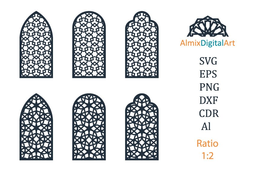 Arab, arabesque arch window svg dxf.Laser cut out,cnc, vecto (1085426 ...