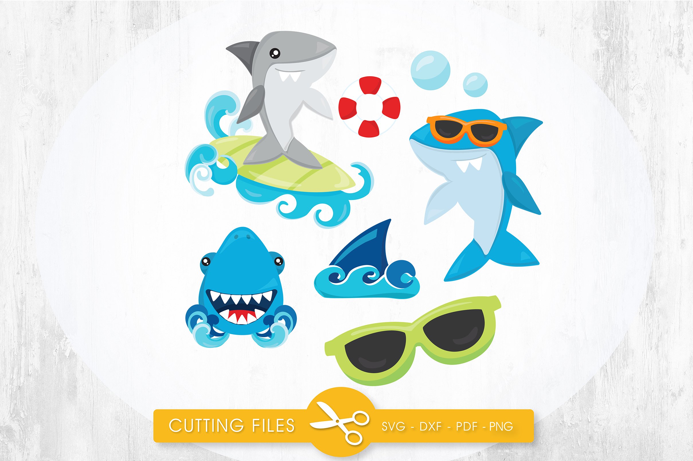 Summer Sharks cutting files svg, dxf, pdf, eps included - cut files for ...