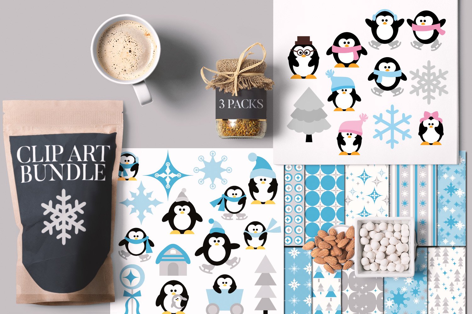 Winter Wonderland Penguins Bundle (162810) | Illustrations | Design Bundles